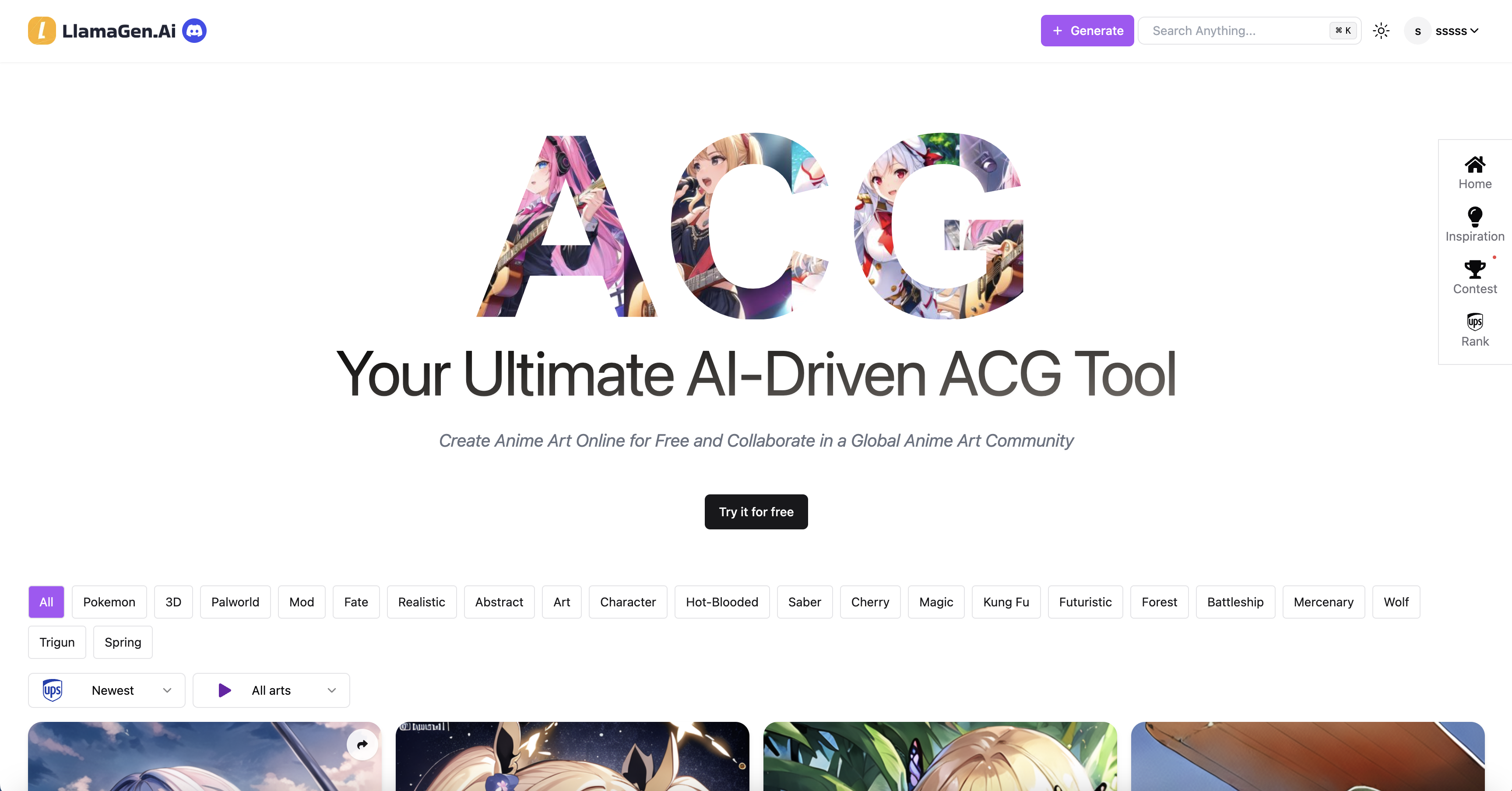 LlamaGen.Ai - Ultimate ACG AI Tools for arts, comic, animation and game - Unleash Your Creativity